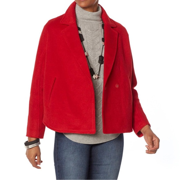 MarlaWynne | Jackets & Coats | Marla Wynne Layers Red Melton Wool Blend ...
